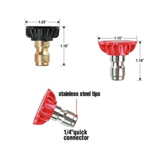 Pressure Washer Tips Power Washer Soap Nozzle Tips Multiple Degrees 1/4 Quick Connect Design Up to 4,500 PSI 2.5 GPM(5-Pack)