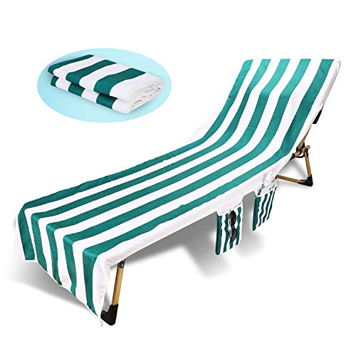 Beach Chair Cover,Pool Chaise Lounge Chair Cover with Pockets,Microfiber Chaise Lounge Chair Towel Cover for Hotel Vacation Sunbathing Garden Lawn Chair,No Sliding,Quick Drying.