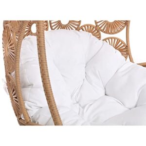 Zuri Furniture Modern Bay Tan Basket Swing Chair White Cushion with Stand