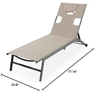 Ostrich Outdoor Chatham 2 Pieces Patio Chaise Lounges | Patio Lounge Chairs | Patio Chairs | 5- Position Recliner Adjustable Sunbathing Lounge Chair for Patio, Beach, Yard, Pool, Tan & White