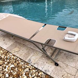 Ostrich Outdoor Chatham 2 Pieces Patio Chaise Lounges | Patio Lounge Chairs | Patio Chairs | 5- Position Recliner Adjustable Sunbathing Lounge Chair for Patio, Beach, Yard, Pool, Tan & White