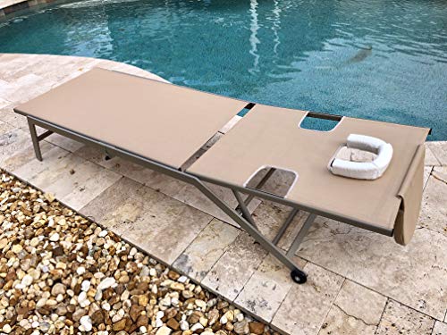 Ostrich Outdoor Chatham 2 Pieces Patio Chaise Lounges | Patio Lounge Chairs | Patio Chairs | 5- Position Recliner Adjustable Sunbathing Lounge Chair for Patio, Beach, Yard, Pool, Tan & White