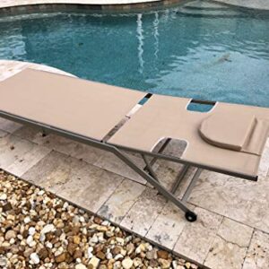 Ostrich Outdoor Chatham 2 Pieces Patio Chaise Lounges | Patio Lounge Chairs | Patio Chairs | 5- Position Recliner Adjustable Sunbathing Lounge Chair for Patio, Beach, Yard, Pool, Tan & White