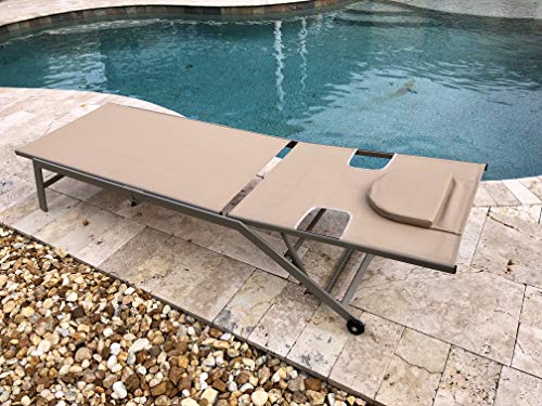 Ostrich Outdoor Chatham 2 Pieces Patio Chaise Lounges | Patio Lounge Chairs | Patio Chairs | 5- Position Recliner Adjustable Sunbathing Lounge Chair for Patio, Beach, Yard, Pool, Tan & White