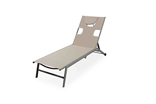 Ostrich Outdoor Chatham 2 Pieces Patio Chaise Lounges | Patio Lounge Chairs | Patio Chairs | 5- Position Recliner Adjustable Sunbathing Lounge Chair for Patio, Beach, Yard, Pool, Tan & White