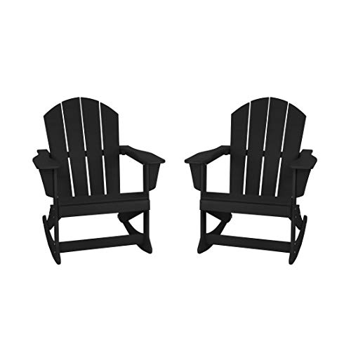 WestinTrends Malibu Outdoor Rocking Chair Set of 2, All Weather Resistant Poly Lumber Classic Porch Rocker Chair, 350 lbs Support Patio Lawn Plastic Adirondack Chair, Pacific Blue