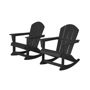 WestinTrends Malibu Outdoor Rocking Chair Set of 2, All Weather Resistant Poly Lumber Classic Porch Rocker Chair, 350 lbs Support Patio Lawn Plastic Adirondack Chair, Pacific Blue