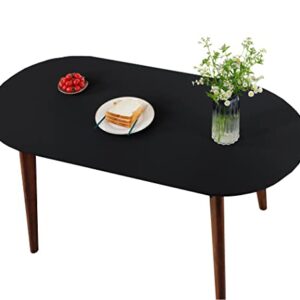 NEWISHER Fitted Tablecloth Oval Elastic Edge Spandex Stretchable Table Top Cover for Dining Picnic Outdoor Camping Patio Black 48 x 68 inch