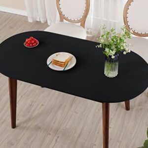 NEWISHER Fitted Tablecloth Oval Elastic Edge Spandex Stretchable Table Top Cover for Dining Picnic Outdoor Camping Patio Black 48 x 68 inch