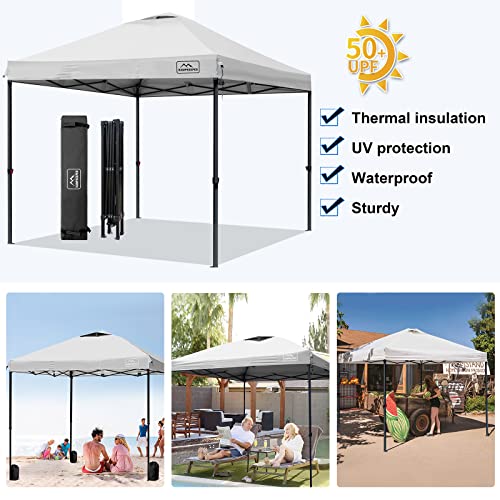 KAMPKEEPER Pop up Canopy Tent 10'x10',with 4 Sand Bags, Air Vent on The Top,UPF 50+ and Waterproof Top 3 Adjustable Height with Roller Bag and 8 Stakes, Outdoor Insant Canopy