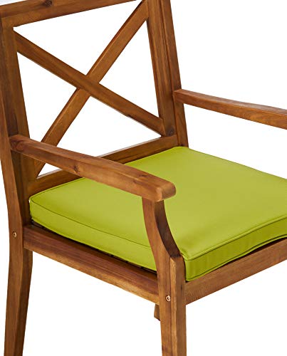 Christopher Knight Home Peter | Outdoor Acacia Wood Dining Chair Set of 2, Teak/Green Cushion