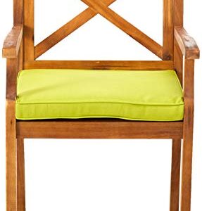 Christopher Knight Home Peter | Outdoor Acacia Wood Dining Chair Set of 2, Teak/Green Cushion