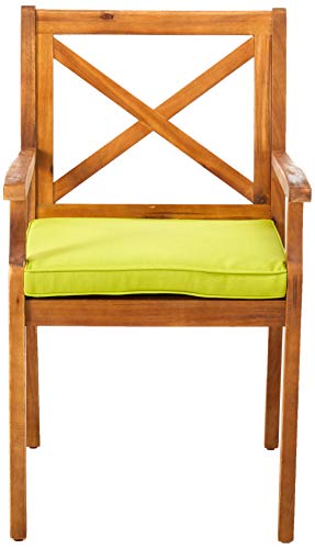 Christopher Knight Home Peter | Outdoor Acacia Wood Dining Chair Set of 2, Teak/Green Cushion