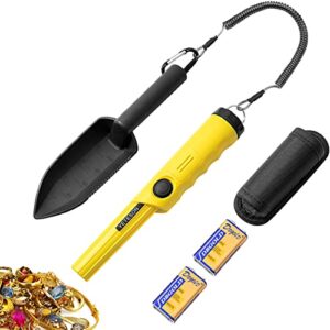 metal detector handheld pinpointer waterproof – ip68 with sand shovel professional 360° search pin pointer wand high sensitivity portable detectors treasure pinpointing finder probe for kids, adults