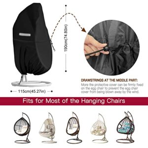 ODSPTER Patio Hanging Egg Chair Cover 420d Durable Lightweight Waterproof Egg Swing Chair Cover with Drawstring Garden Furniture Protector