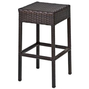 Pemberly Row 30" Backless Wicker Patio Bar Stool in Espresso (Set of 2)