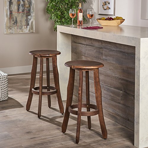 Christopher Knight Home Ruthie Indoor Acacia Wood Barstools, 2-Pcs Set, Dark Brown