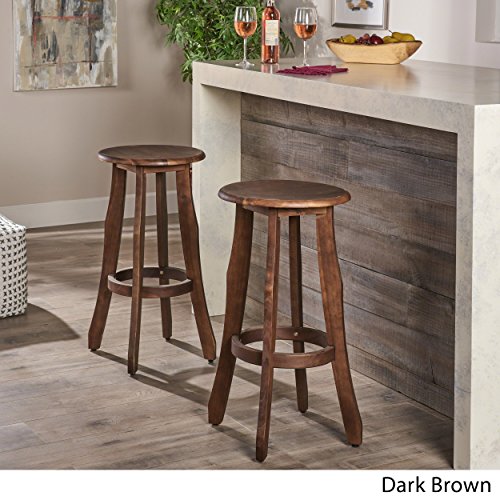 Christopher Knight Home Ruthie Indoor Acacia Wood Barstools, 2-Pcs Set, Dark Brown