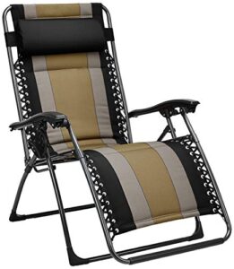 amazon basics outdoor padded adjustable zero gravity folding reclining lounge chair with pillow – black