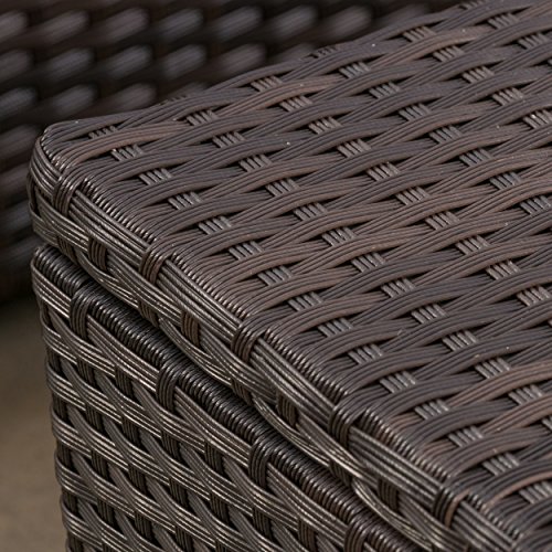 Christopher Knight Home Puerta Outdoor Wicker Sofa Set, Dark Brown And Beige