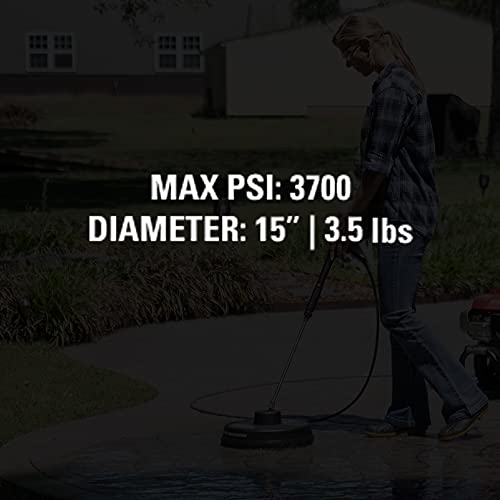 Simpson Cleaning 80165 Universal Scrubber, Rated 15" Steel Pressure Washer Surface Cleaner for Cold Water Machines, 1/4" Quick Connection, Recommended Min 3000 Max of 3700 PSI, Black