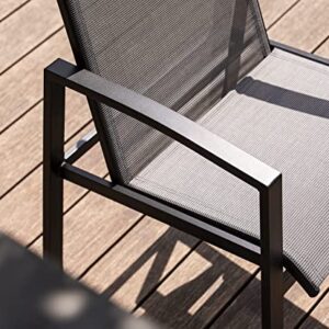 4 Pieces Outdoor Dining Chair Patio Furniture with Metal Slat Finish, 2x1 Textliene Patio Chairs, Easy Assemble Outdoor Chairs