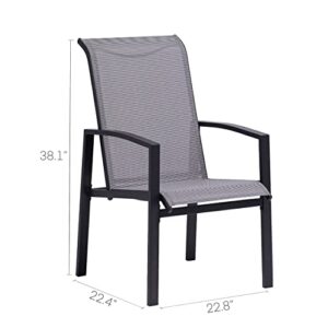 4 Pieces Outdoor Dining Chair Patio Furniture with Metal Slat Finish, 2x1 Textliene Patio Chairs, Easy Assemble Outdoor Chairs