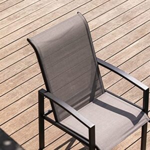 4 Pieces Outdoor Dining Chair Patio Furniture with Metal Slat Finish, 2x1 Textliene Patio Chairs, Easy Assemble Outdoor Chairs