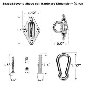 Shade&Beyond 316 Marine Grade Shade Sail Hardware Kit 5 inch for Rectangle and Square Sun Shade Sails Installation, 24 Pcs