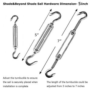 Shade&Beyond 316 Marine Grade Shade Sail Hardware Kit 5 inch for Rectangle and Square Sun Shade Sails Installation, 24 Pcs