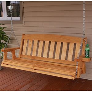 Amish Casual Heavy Duty 800 Lb Mission 5ft. Treated Porch Swing with Cupholders - Cedar Stain