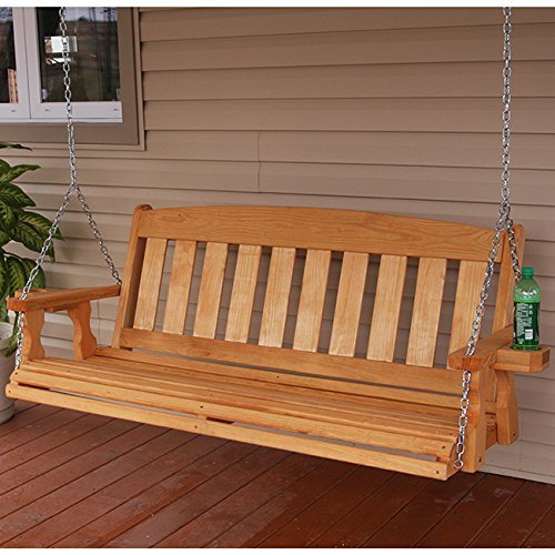 Amish Casual Heavy Duty 800 Lb Mission 5ft. Treated Porch Swing with Cupholders - Cedar Stain