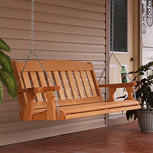 Amish Casual Heavy Duty 800 Lb Mission 5ft. Treated Porch Swing with Cupholders - Cedar Stain