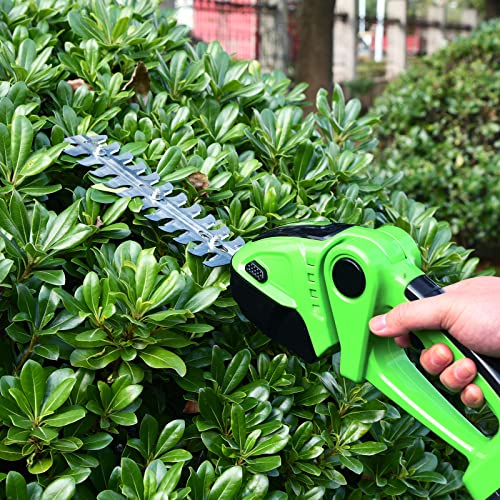 Evcitn Cordless Hedge Trimmer Electric Hand Held Grass Shear Shrubbery Clipper 24V Electric Grass Cutter with Rechargeable Battery and Charger Included for Garden and Lawn - Green