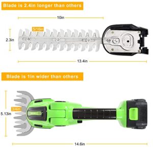 Evcitn Cordless Hedge Trimmer Electric Hand Held Grass Shear Shrubbery Clipper 24V Electric Grass Cutter with Rechargeable Battery and Charger Included for Garden and Lawn - Green