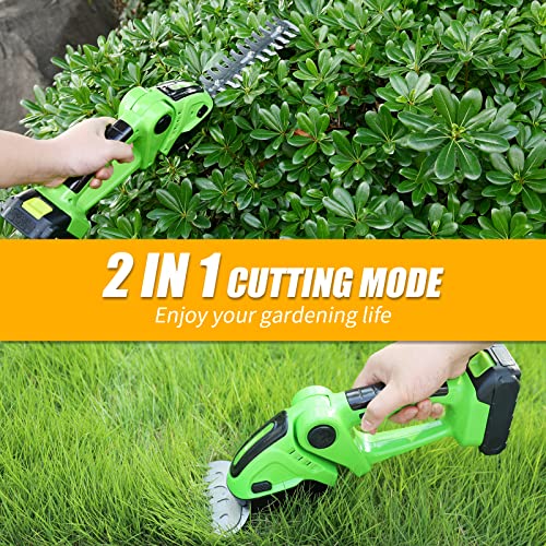 Evcitn Cordless Hedge Trimmer Electric Hand Held Grass Shear Shrubbery Clipper 24V Electric Grass Cutter with Rechargeable Battery and Charger Included for Garden and Lawn - Green