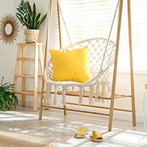 Hammock Chair, Ohuhu Max 330 LB Hanging Chairs with Durable Hanging Hardware Kit, Indoor & Outdoor Use Hammock Chair Macrame Swing, Cotton Rope Handmade Knitted Mesh for Bedroom, Patio, Yard, Garden