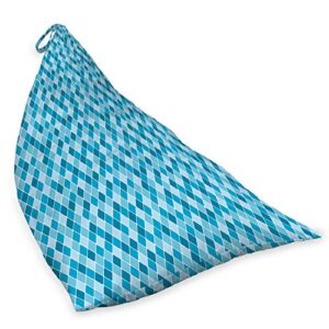 Lunarable Pale Blue Lounger Chair Bag, Classical Argyle Harlequin Style Pattern Design in Blue Shades Retro, High Capacity Storage with Handle Container, Lounger Size, Blue and Pale Blue