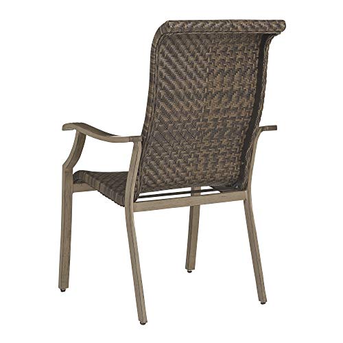 Signature Design by Ashley Windon Barn Outdoor Resin Wicker Patio Arm Chair, 4 Count, Brown