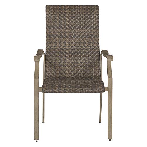 Signature Design by Ashley Windon Barn Outdoor Resin Wicker Patio Arm Chair, 4 Count, Brown