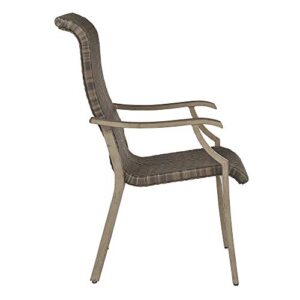 Signature Design by Ashley Windon Barn Outdoor Resin Wicker Patio Arm Chair, 4 Count, Brown