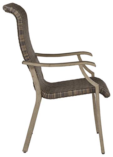 Signature Design by Ashley Windon Barn Outdoor Resin Wicker Patio Arm Chair, 4 Count, Brown