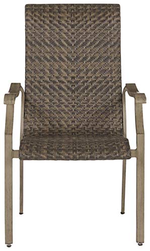 Signature Design by Ashley Windon Barn Outdoor Resin Wicker Patio Arm Chair, 4 Count, Brown