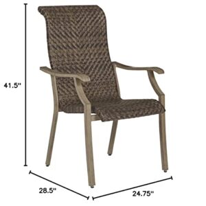 Signature Design by Ashley Windon Barn Outdoor Resin Wicker Patio Arm Chair, 4 Count, Brown