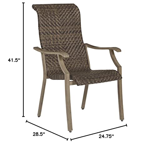 Signature Design by Ashley Windon Barn Outdoor Resin Wicker Patio Arm Chair, 4 Count, Brown