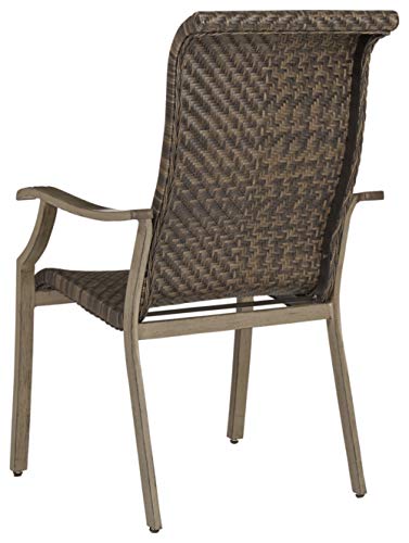 Signature Design by Ashley Windon Barn Outdoor Resin Wicker Patio Arm Chair, 4 Count, Brown