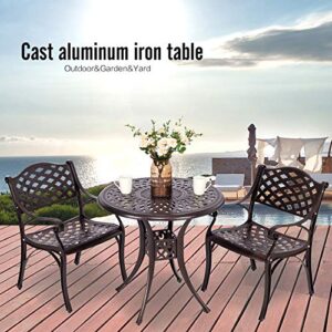 Puluomis Outdoor Patio Retro Bistro Cast Aluminum Dining Chairs, 2 Sets