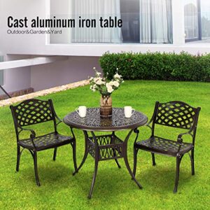 Puluomis Outdoor Patio Retro Bistro Cast Aluminum Dining Chairs, 2 Sets