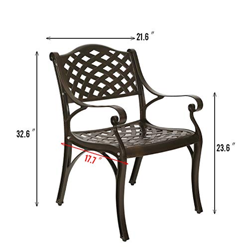 Puluomis Outdoor Patio Retro Bistro Cast Aluminum Dining Chairs, 2 Sets