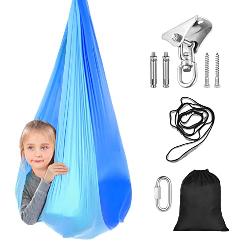 KABOER Cuddle Sensory Swing,Indoor Therapy Swing Double-Layer Hammock Swings with 360° Swivel Hanger for Kids&Adults to Play&Calm,Hanging Therapy Swing for with Sensory Needs,Max Weight 200lbs,Blue